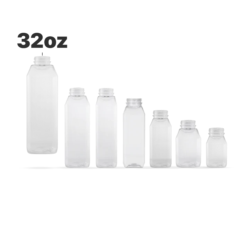 32oz Square PET Empty Plastic Bottle Clear with Custom Cap for Wholesale & Bulk Orders, 100% BPA ...