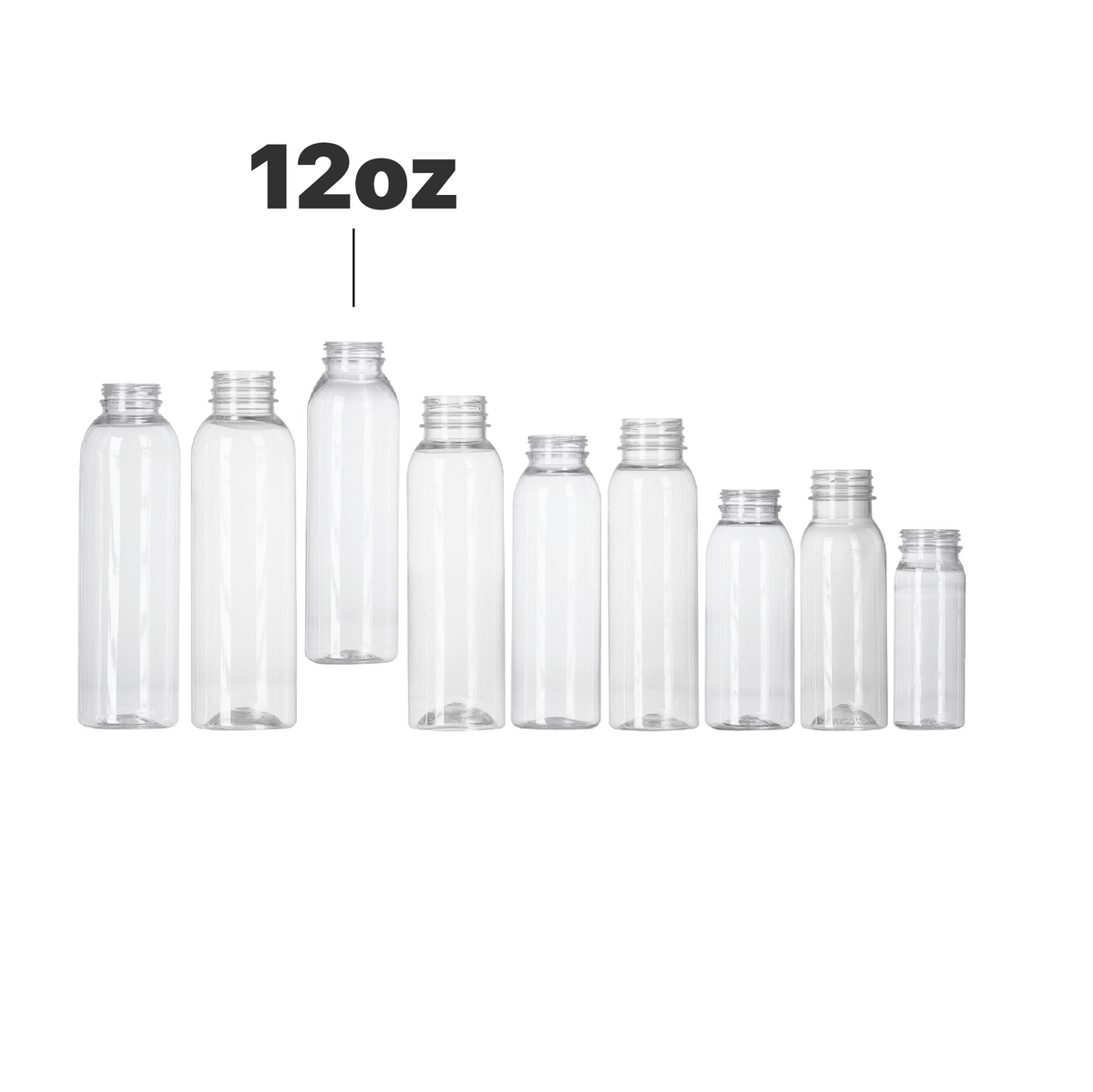 12oz Round PET Empty Plastic Bottle Clear with Custom Cap for Wholesale ...